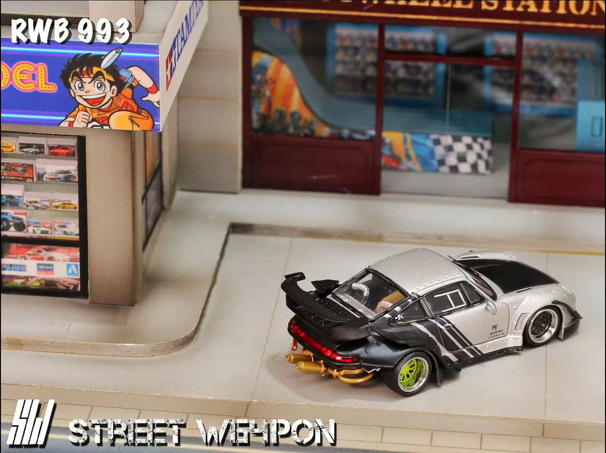 Street Weapon 1:64 Porsche RWB 993 Wide-Body Modified Matte Silver ...